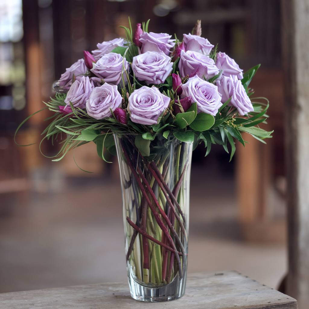 Twelve Splendid Purple Roses