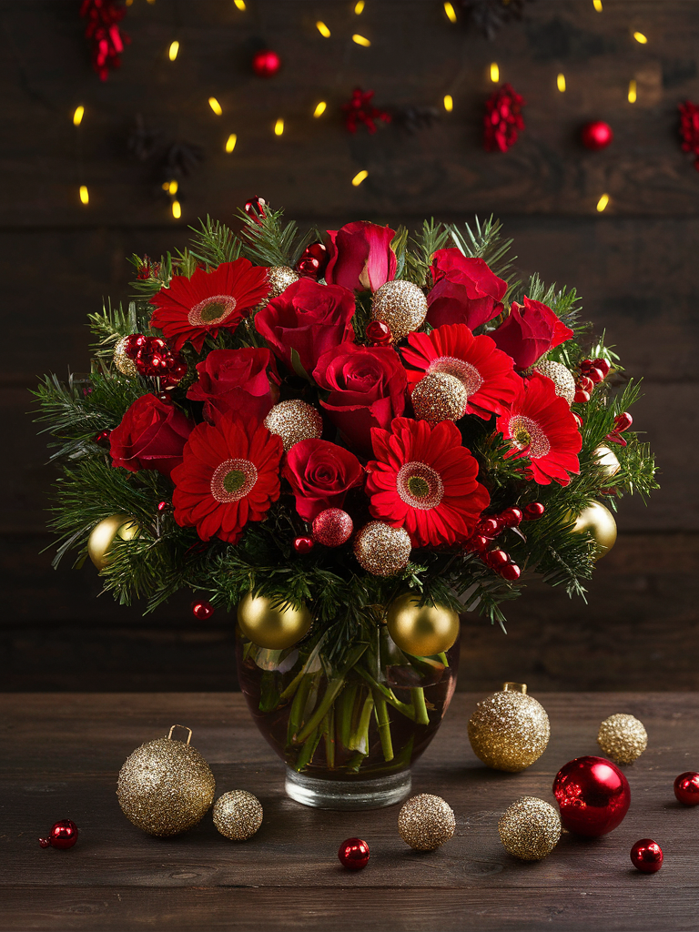 Red Romance Christmas Bouquet